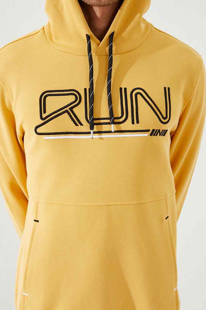 Hardal Yazı Nakışlı Standart Kalıp Kapüşonlu Erkek Sweatshirt - 87887 ...