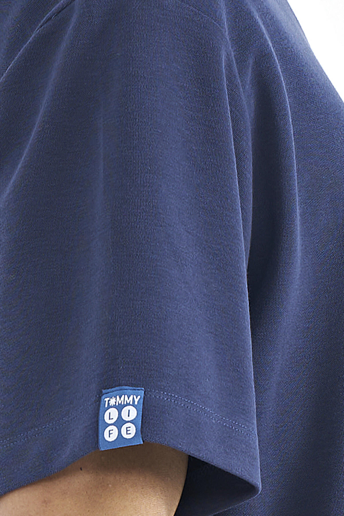 İndigo Kol Arma Detaylı Basic Oversize Erkek T-Shirt - 88193 | TOMMYLIFE