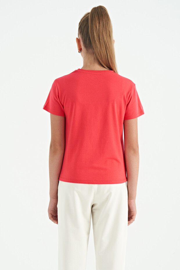 Rose O Yaka Yazı Baskılı Rahat Form Kısa Kollu Cropped Kız Çocuk T ...