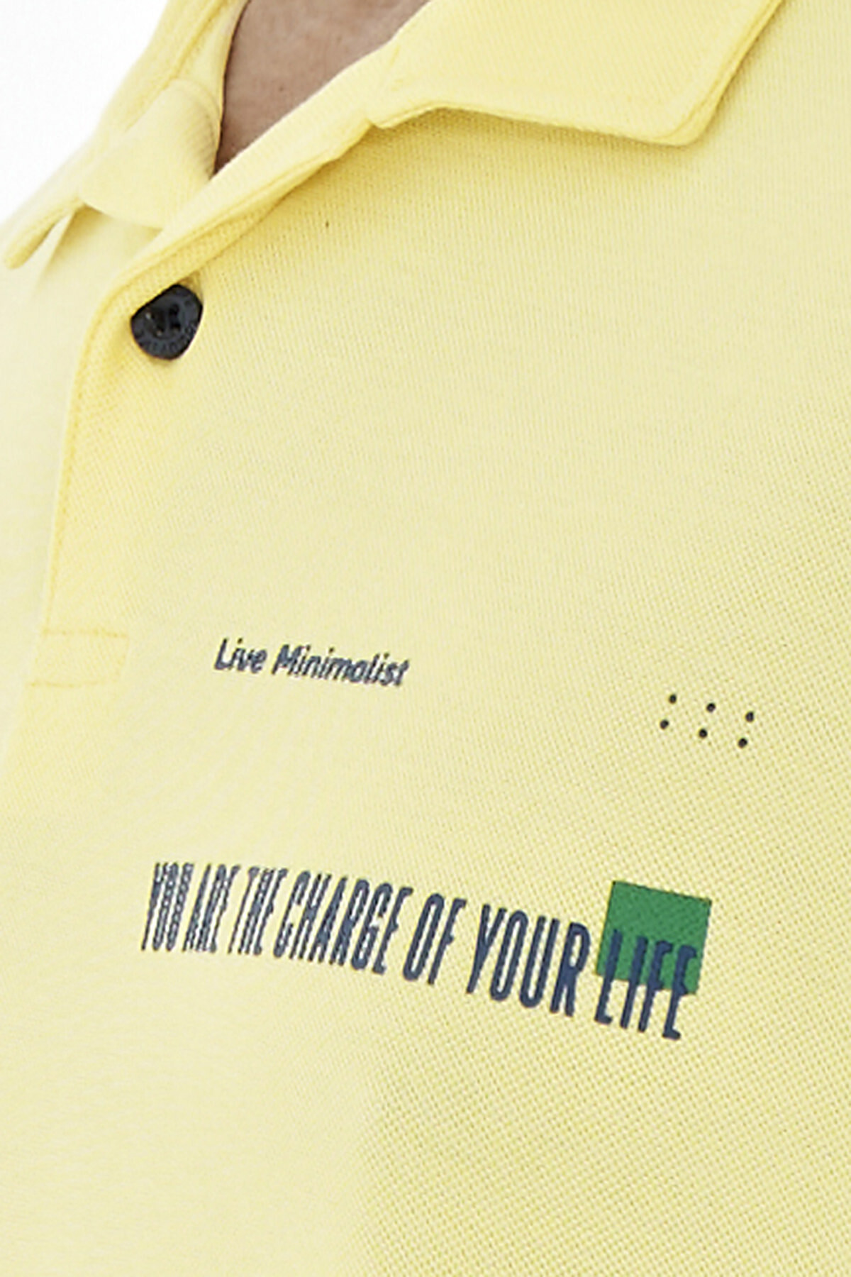 Sarı Yazı Baskılı Standart Form Polo Yaka Erkek T-Shirt - 88236 | TOMMYLIFE